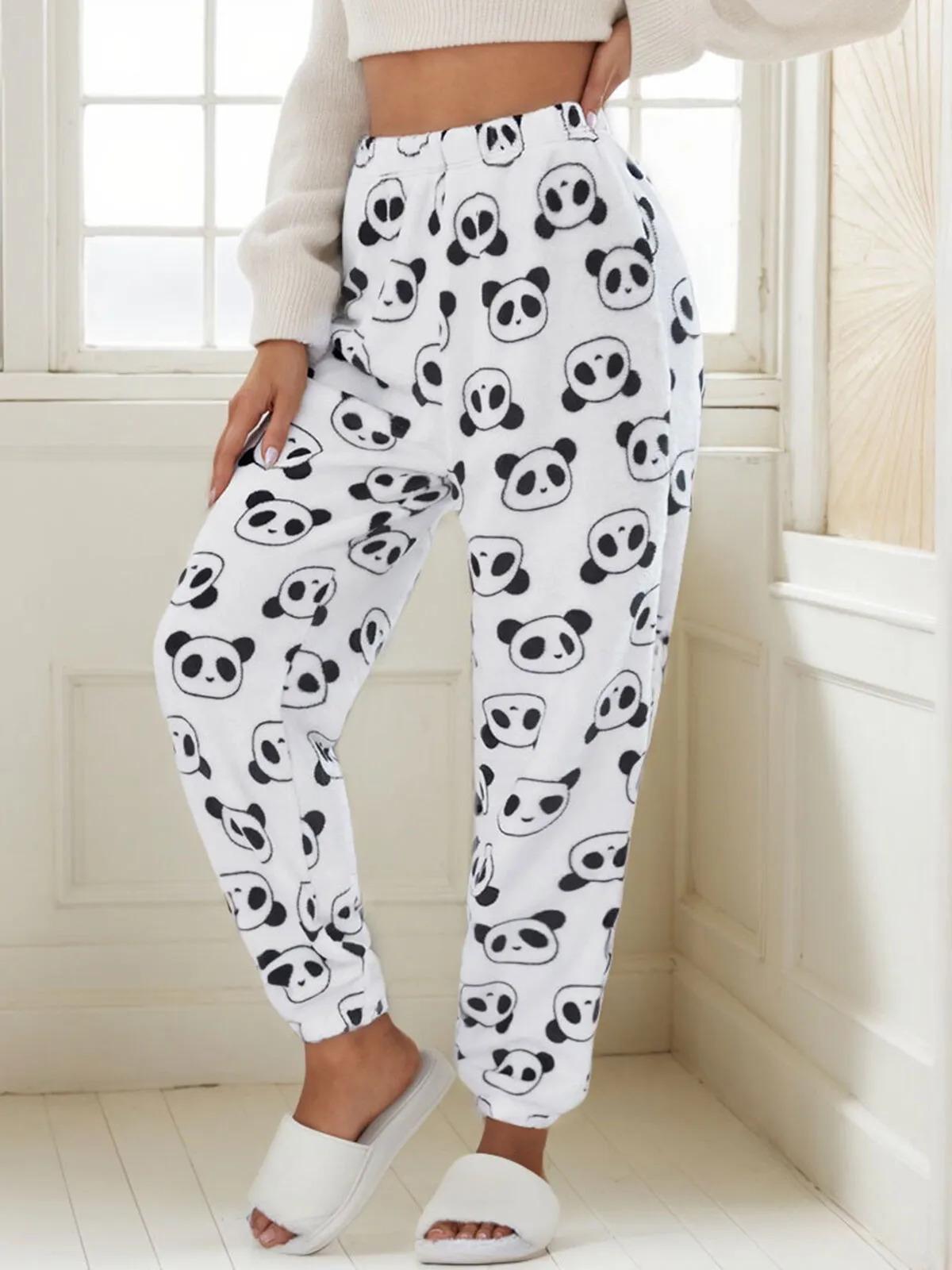 Graphic High Rise Elastic Waist Pants | DRESSIN